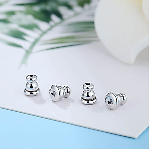 Moconar Locking Earring Backs for Studs, Hypoallergenic 18k Gold Bullet Earring Backs Replacements for Studs/Droopy Ears,Secure Comfort Locking Backing for Sensitive Ears,2 Pair Gold 2 Pair White Gold