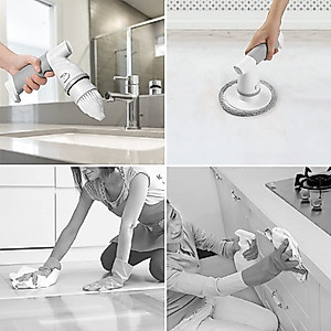 IEZFIX Electric Spin Scrubber, Bathroom Scrubber Rechargeable Shower Scrubber for Cleaning Tub/Tile/Floor/Sink/Window丨Power Scrubber Cordless with 4 Replaceable Cleaning Brush Heads