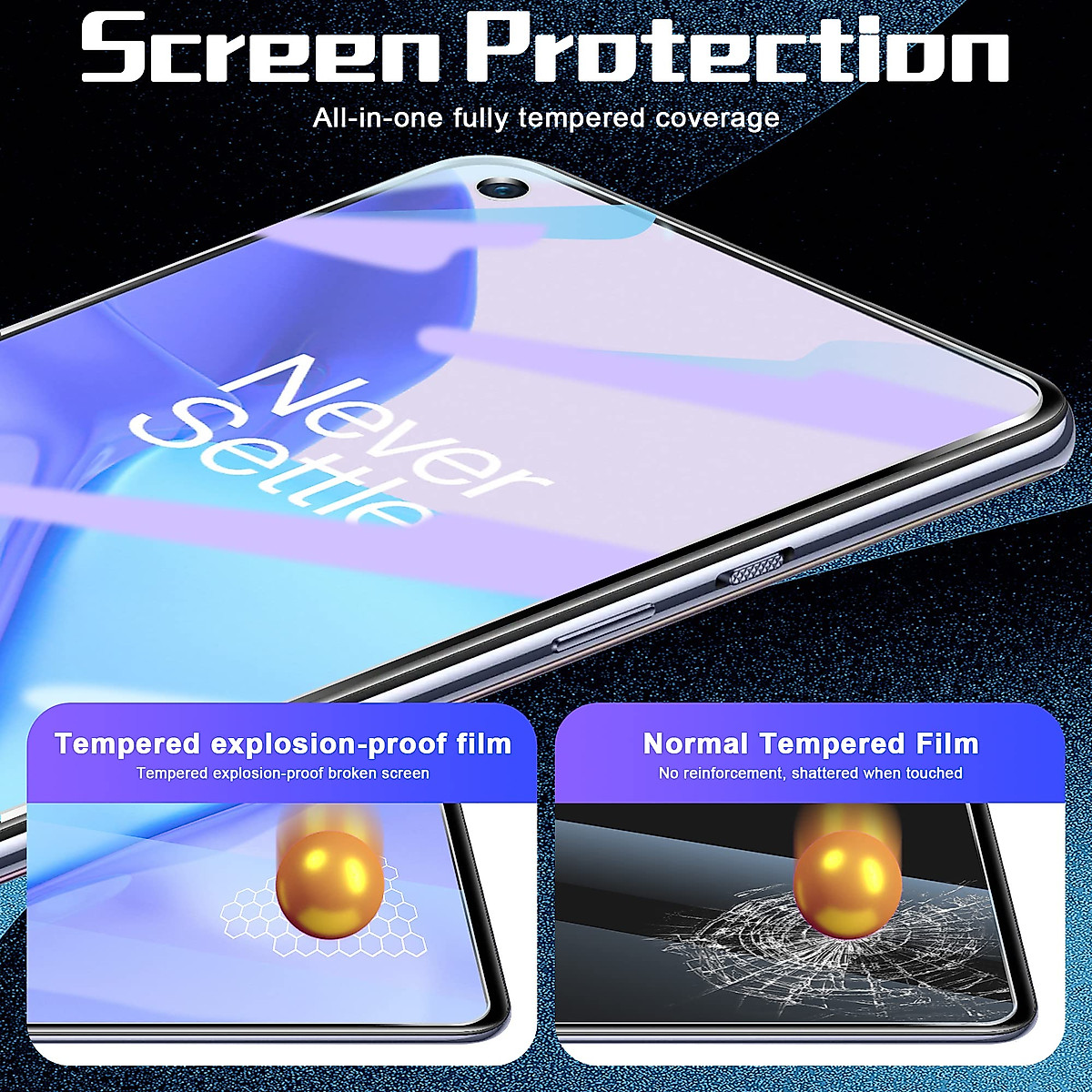 Orzero (2+2) Compatible for OnePlus 9, 2 Pack Tempered Glass Screen Protector + 2 Pack Glass Compound Acrylic Camera Lens Protector Anti-Scratch High Definition