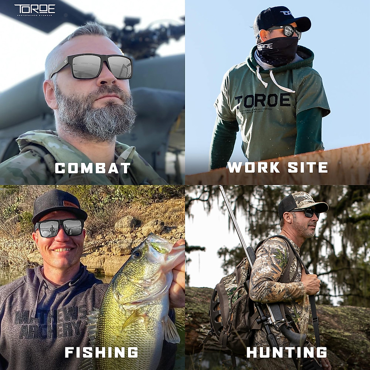 TOROE Classic RANGE Black Frame Polarized TR90 Unbreakable Sunglasses with Hydrophobic Coated Polycarbonate AR Lenses (Matte Black | Silver (CAT3))