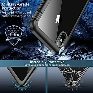 Eonfine for iPhone X Case,for iPhone Xs Case, Built-in Screen Protector Full Body Protection Heavy Duty Shockproof Rugged Cover Skin for iPhone X/Xs 5.8inch (Black/Clear)