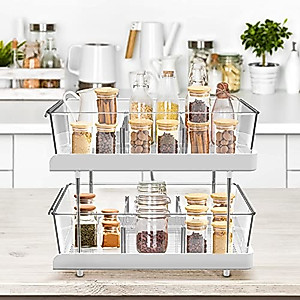 MHAaTiad Pantry Organizer, Slide-Out Storage Container with Large Storage Space for Beauty Supplies on a Vanity, Under Sink Closet Organization, Kitchen Countertop Pantry Bathroom Office Desktop