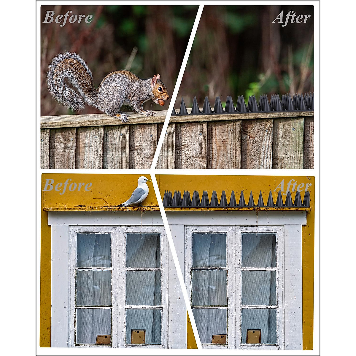 Bird Spikes, 20 Pack Pigeon Spikes, High Thorn Bird Spikes for Outside, Bird Deterrent for Small Bird Cat Squirrel, Easy Installation Bird Deterrent Spikes use for Balcony Courtyard Outdoor Roof