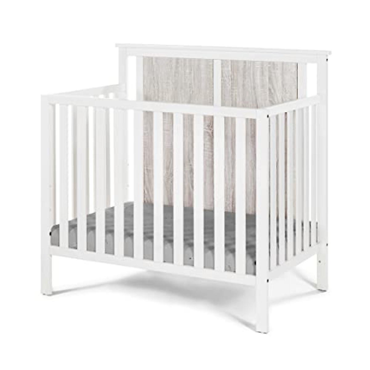 Suite Bebe Connelly 3-in-1 Mini Crib in White/Rockport Gray - Comes with Mattress Pad