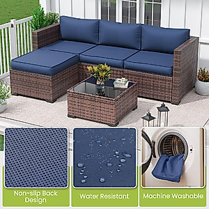UDPATIO Outdoor Cushions for Patio Furniture, 7-Piece Replacement Cushions, Patio Cushions Outdoor Sectional Cushions Outdoor Couch Cushions for 4-seat Patio Conversation Sets (Navy Blue)