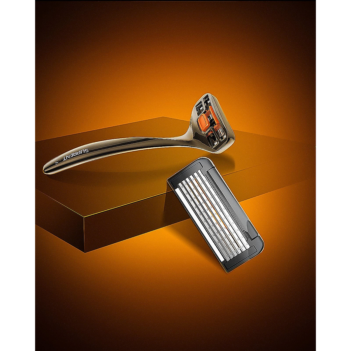 SUPRENT Razor Blades, Manual Razor Refills, 2x3 Matrix Arrangement with Patent Certification - 4 Blade Refills