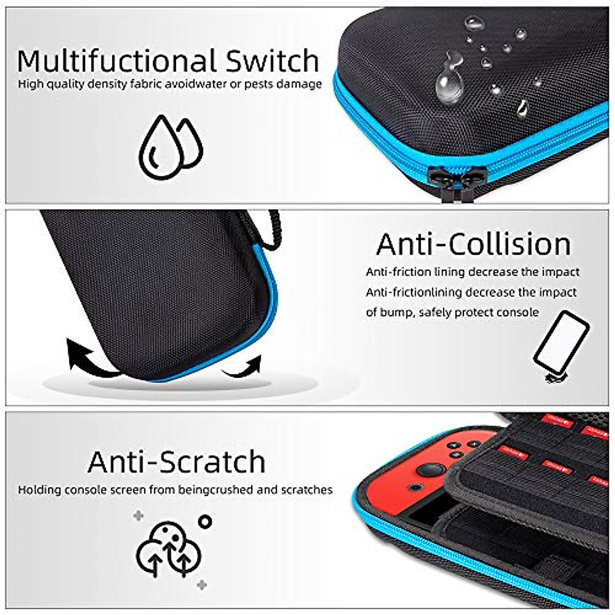 XBrand Carrying Case for Nintendo Switch, Protective Portable Hard Shell Pouch for Nintendo Switch, Premium Travel Game Bag with 10 Game Card Slots for Switch Accessories. (Red)