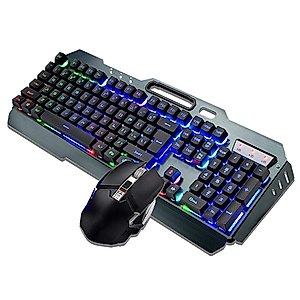 Wireless Keyboard & Mouse Set, Multi-Functional Backlight Mechanical Ergonomic Gaming Keyboard & Adjustment 2400DPI Optical Mouse Comb for Desktop, Computer, PC