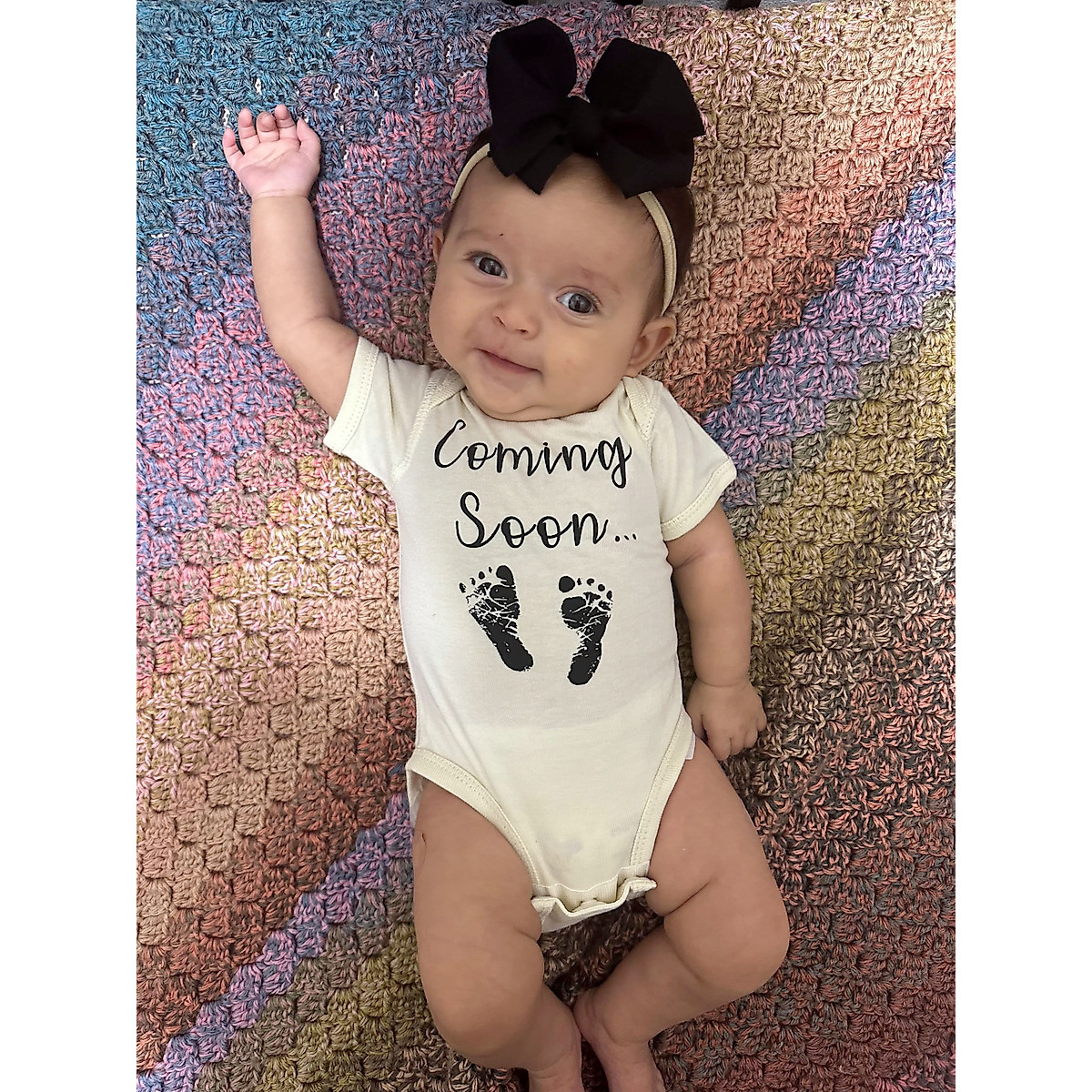 Ink Trendz Coming Soon... Baby Feet Pregnancy Announcement Baby Bodysuit (White, Newborn)