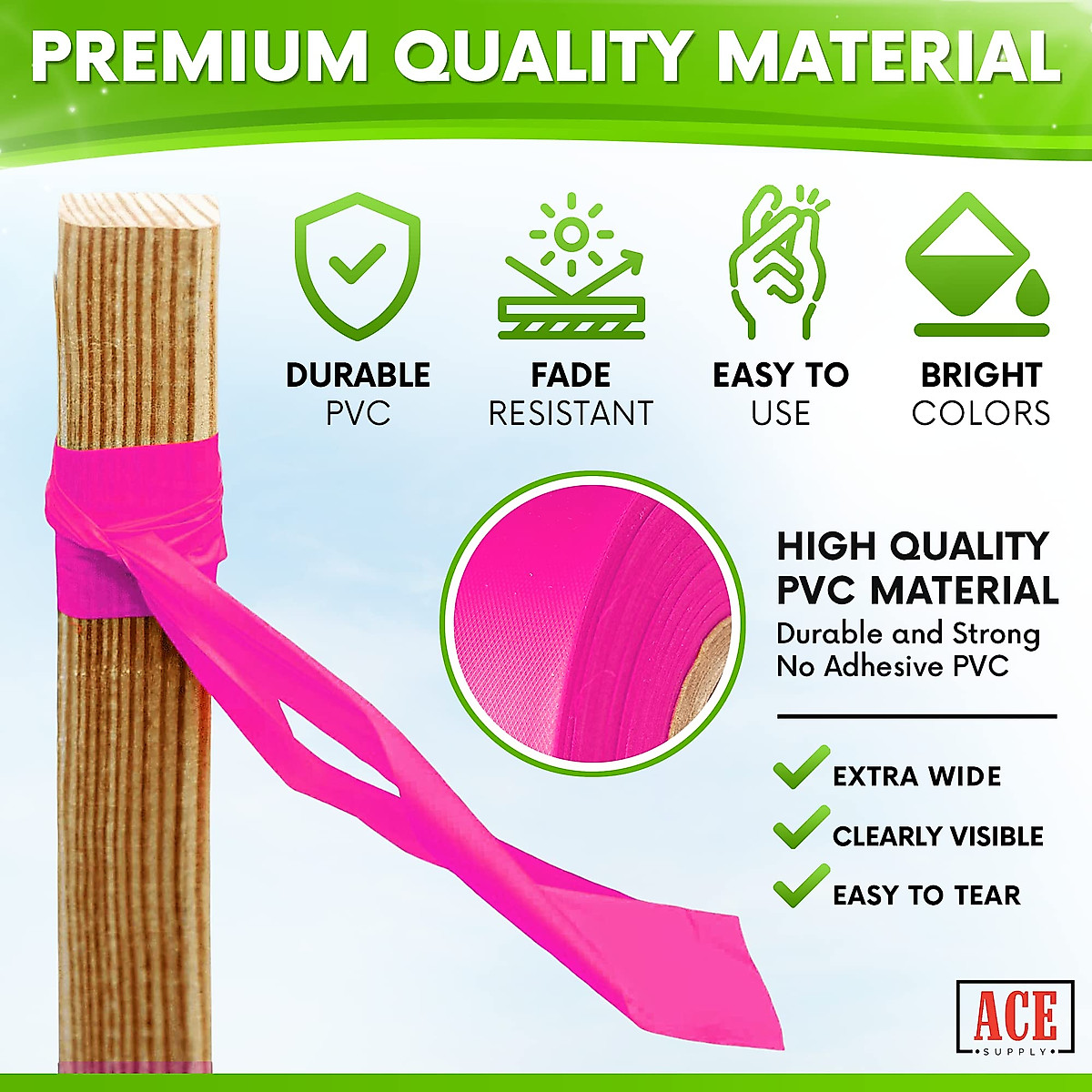 ACE Supply Orange Flagging Tape Survey Tape - Non-Adhesive 12 Pack - 1.5" Width, 150' Length, 2 Mil - Tree Tape for Branches, Surveyors Tape, Flag Tape