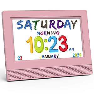 Kids Digital Alarm Clock Colorful, 7" Large LED Time Display Children's Sleep Trainer, Eye-Caring Digital Clock for Girls Boys Bedrooms Bedside, 17 Alarm Clock Settings Easy to Use Kids Birthday Gift