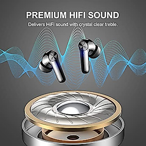 Wireless Earbud, IP7 Waterproof Bluetooth Earphones, Stereo Headphones in Ear Built in Mic, Immersive Sound Premium Deep Bass Headset, 24H Playtime, Touch Control, USB C Charging Case, Home Office