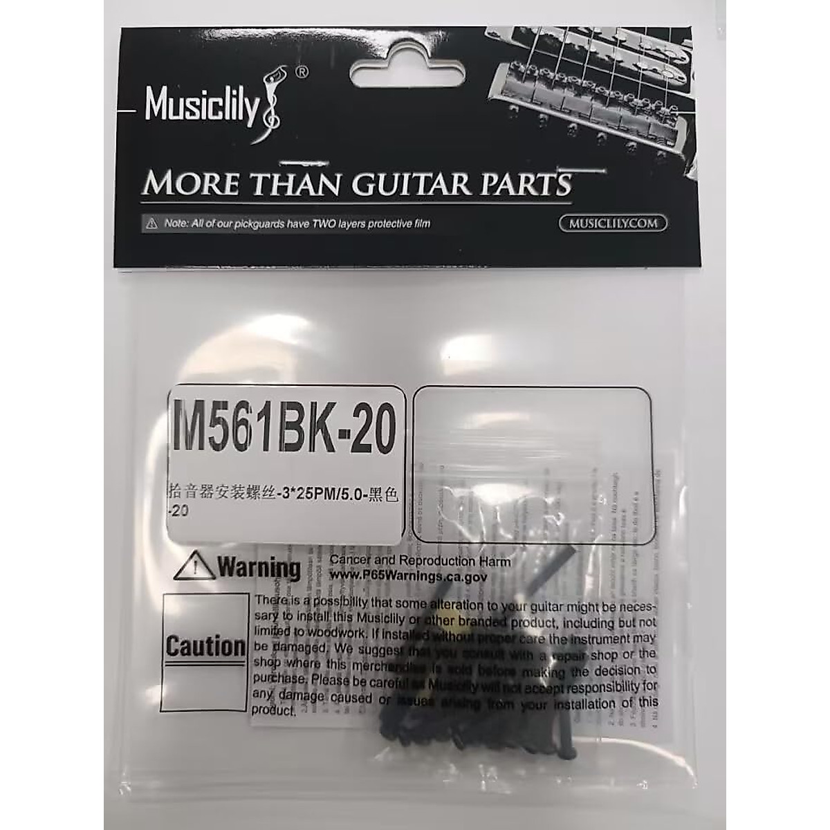 Musiclily Basic 3x25mm Metal Metric Thread Humbucker Pickup Height Adjustment Screws Humbucker Pickup Ring Mounting Screws for Epiphone SG Import Pickups, Black (Set of 20)