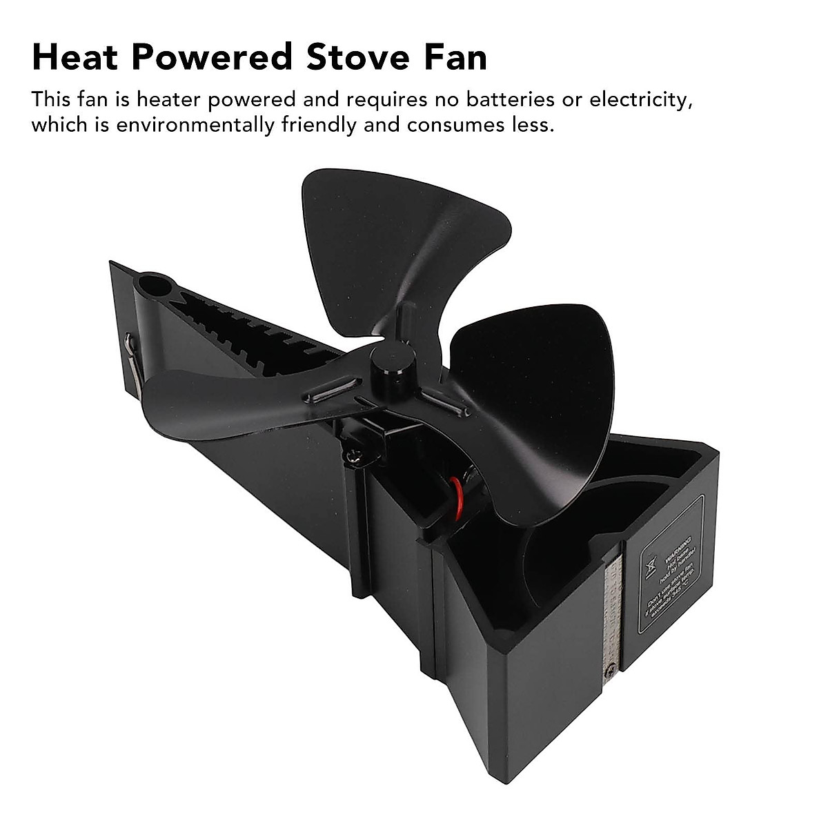 Hilitand Fireplace Fan, 3 Blade Wood Stove Fan, Thermal Sensing Powered Low Noise Aluminum Alloy Thermoelectric Fan, for Coal, Pellet or Wood, Valves