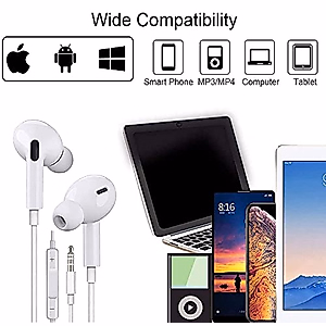 2 Pack Wired Earbuds Headphones 3.5mm in-Ear Earphones with Micphone Built-in Volume Control Compatible with iPhone 6/6S/ Android/iPad/ MP3/ Huawei/Samsung/Computer and Most 3.5mm Audio Devices