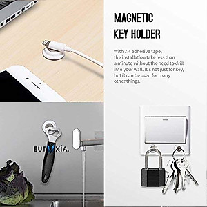 Eutuxia Magnetic Key Holder for Wall - Get Your Car & Home Keys Easier and Faster. Heavy Duty Magnets, Wall Key Holder, No Drilling, 3M Key Hook. [6 PK]