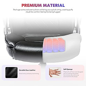 High Back Executive Office Chair 300lbs-Ergonomic Leather Computer Desk Chair with Flip-up Armrest, Thick Bonded Leather Office Chair for Comfort and Lumbar Support, Adjustable Rock Back Tension-Black