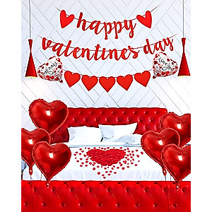 Youthor Happy Valentines Day Banner- Red Glitter, Valentine Day Decorations, Heart Decorations, Mantel Decor Valentines, Valentine Decor, Valentines Day Banner, Conversation Hearts Decorations