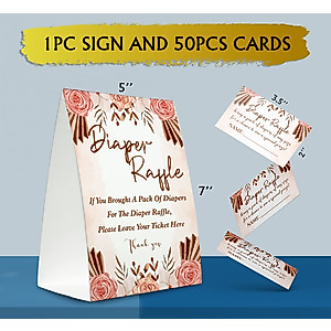 Diaper Raffle Sign,Diaper Raffle Baby Shower Game Kit (1 Standing Sign + 50 Guessing Cards),Baby Showers Decorations,Card for Baby Shower Game to Bring a Pack of Diapers-XN26