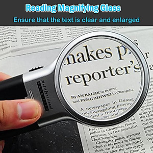 3X LED Light Hands Free Magnifying Glass with Light Stand Foldable Portable Illuminated Magnifier for Reading, Inspection, Soldering, Needlework, Repair, Hobby & Crafts