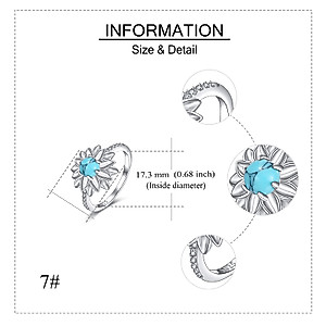 YAFEINI Sunflower Ring Sterling Silver Sunflower Ring Sunflower Jewelry Christmas Gifts for Women