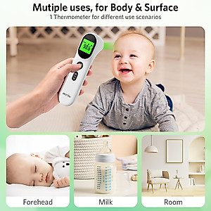 BESTEK Forehead Thermometer, Thermometer No Touch for Adults and Kids, Large LCD Screen Digital Infrared Thermometer for Home with Fever Alarm, Non Contact with 3-Color Indicator for Home
