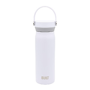 BUILT Cascade Double Wall Vacuum Insulated Stainless Steel Wide Mouth Water Bottle with Comfort Grip and Carry Handle Lid, 20 ounces