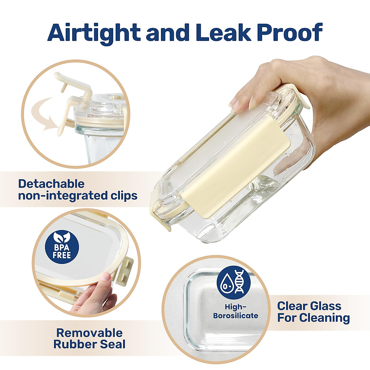 YSSOA Food Meal Prep Containers with Lids, All Temp Food Storage Container,BPA-Free,Airtight Glass Lunch Boxes,Ideal for Lunch, Meal Prep & Leftovers,Microwave, Oven,Dishwasher Friendly,4 Packs