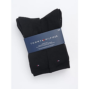 Tommy Hilfiger Men's Athletic Socks - Cushioned Crew Socks (5 Pack), Size 7-12, Black