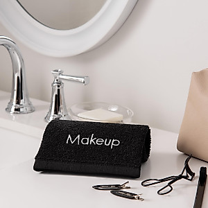 Arkwright Makeup Towels - Pack of 6 - Soft & Gentle Cotton Washcloth Face Make Up Remover, Reusuable Eraser Cloth Essentials for Hosts & Artists, 13 x 13 in, Black