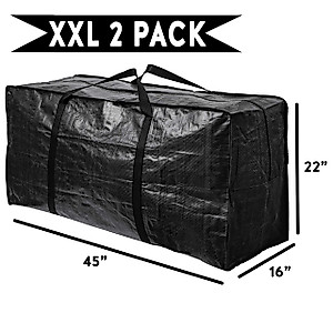 BAG-THAT! 2 Pack XXL Jumbo Extra Large Heavy Duty Stronger Handles Storage Bags Moving Totes Zippered Reusable Wrap Around Storage Totes