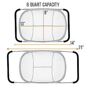 U.S. Kitchen Supply - Premium Quality Over The Sink Stainless Steel Oval Colander with Fine Mesh 6 Quart Strainer Basket & Expandable Rubber Grip Handles - Strain, Drain, Rinse Fruits, Vegetables