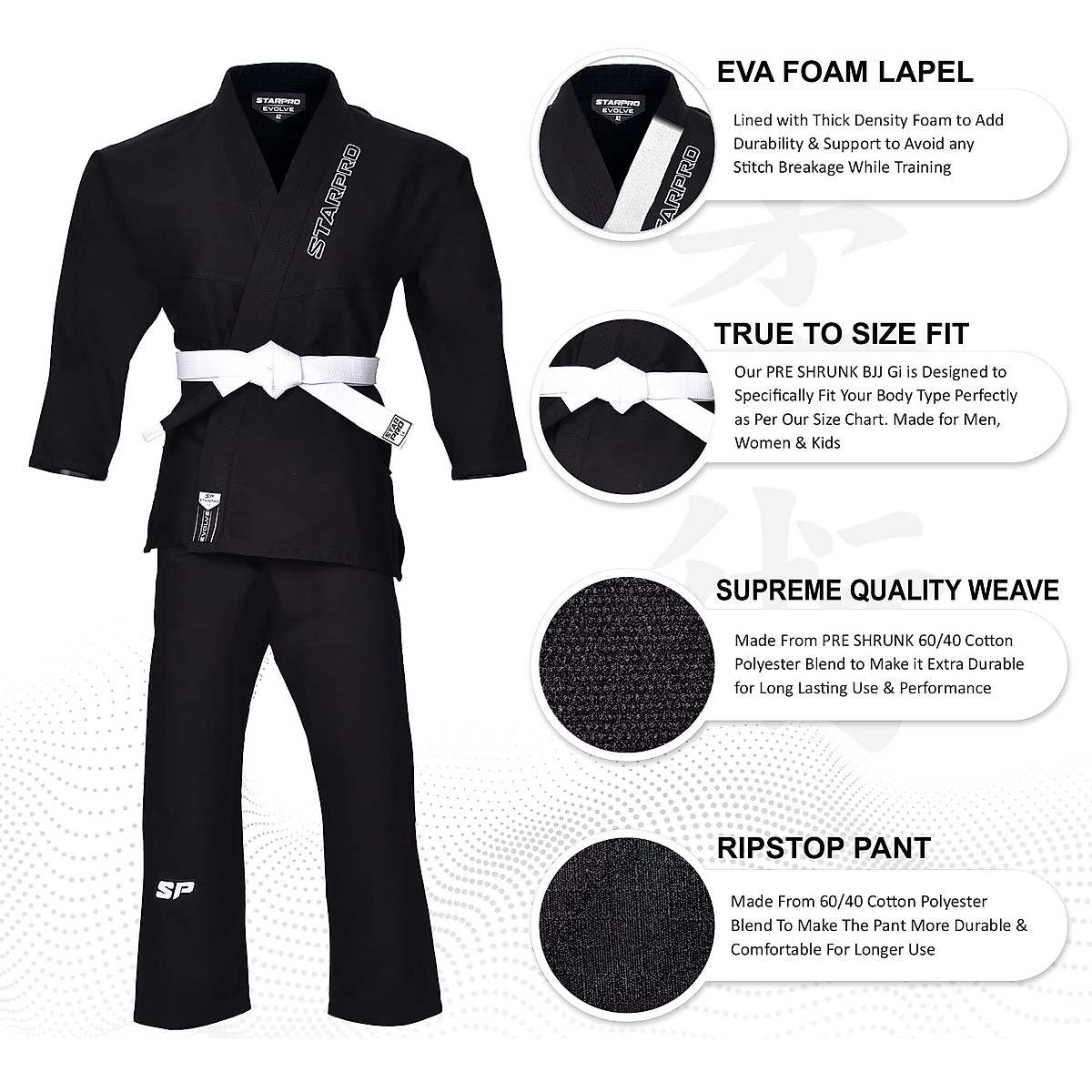 Starpro Evolve Kids Preshrunk Premium Jiu Jitsu,Childrens BJJ Gi - Many Sizes & Colors - Jujitsu Gi, BJJ Lightweight Gi, Jiu Jitsu Gi, Juijitsu Gi, Gi BJJ, BJJ Gi Junior