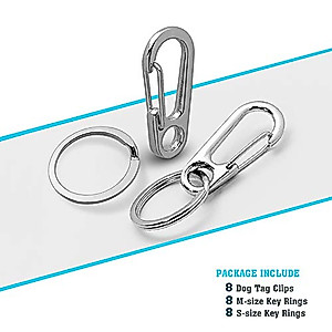 XBD Dog Tag Clips/Quick Clip with Rings/Easy Change Pet ID Tag Holder for Dog Pets Collars and Harnesses. (8 PCs Pack)