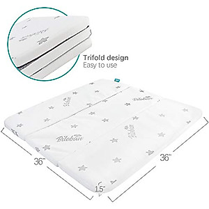 Trifold Square Playard/Playpen Mattress Topper & Square Waterproof Play Yard Mattress Cover，Arrow Print