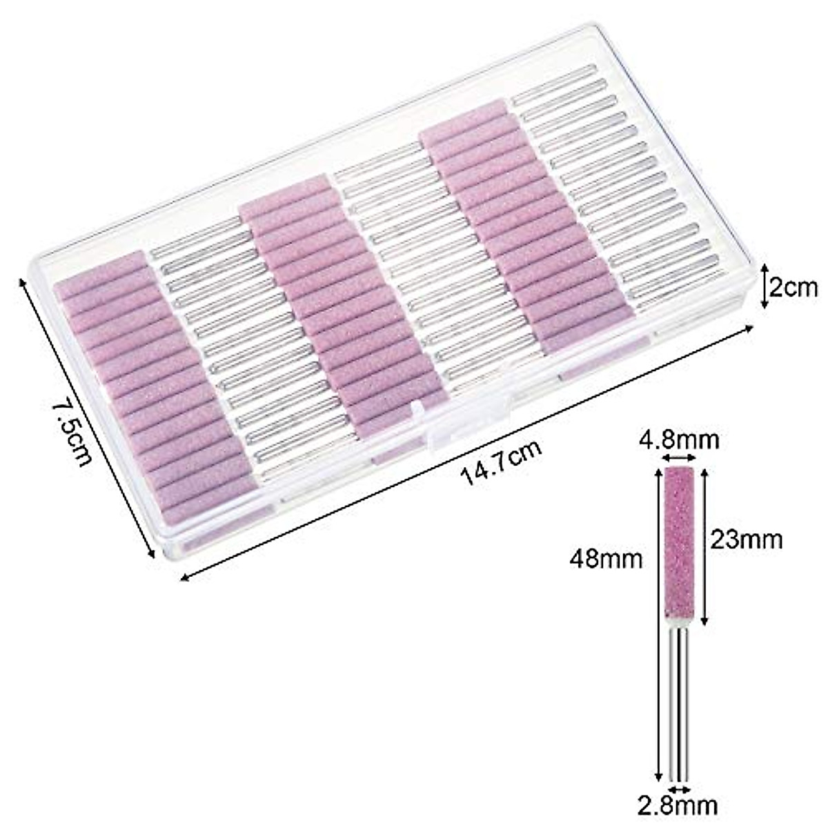 Weewooday 50 Pieces Burr Grinding Stone File with Plastic Storage Box, Polishing Grinding Tool Grinding Bits for Chainsaw Sharpener, 3/16 Inch/ 4.8 mm