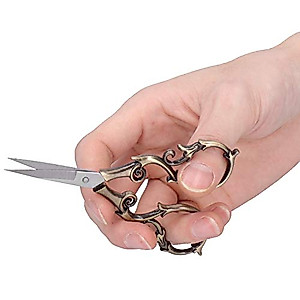 Vintage European Style Sewing Scissors, Flower Plum Blossom Scissors Embroidery Stainless Steel Scissors for Tailor Craft Work(Green)