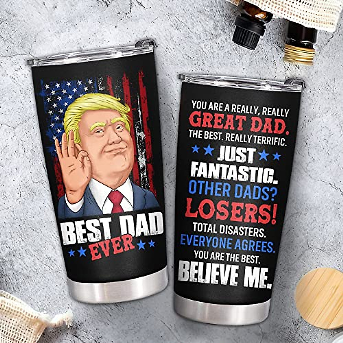 Gifts for Dad from Daughter, Son, Kids - Dad Gifts from Daughter, Son for Christmas, Fathers Day - Dad Birthday Gifts, Birthday Gifts for Dad - Funny Presents for Dad, Best Dad Ever Gifts Tumbler 20Oz