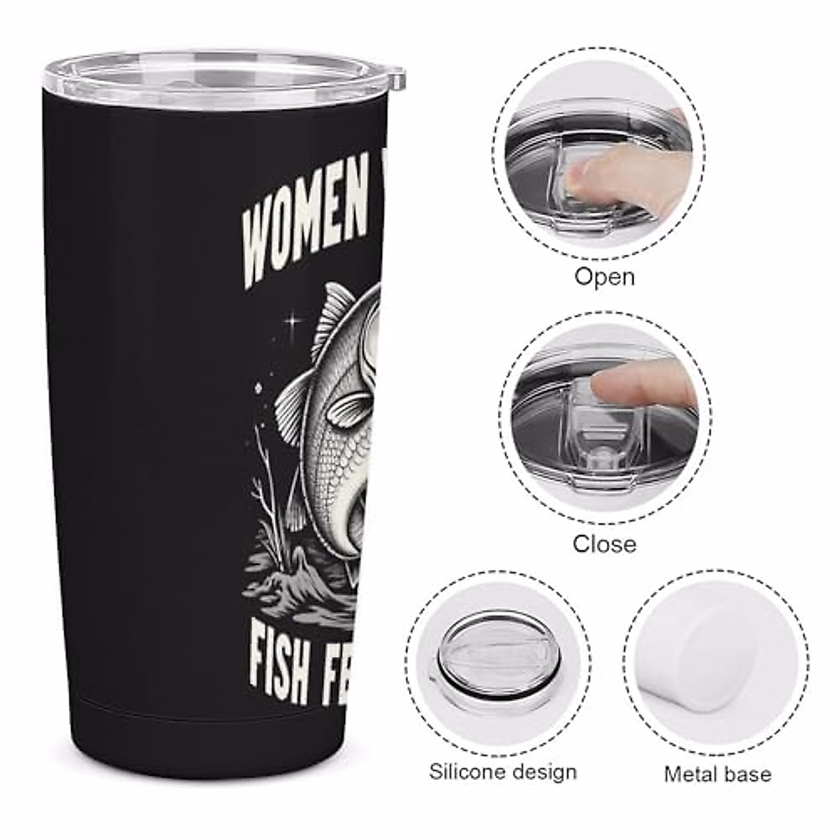 Women Want Me Fish Fear Me Funny Fishing 20 OZ Stainless Steel Tumbler Travel Car Coffee Mug with Straw Lid Cleaning Brush Coffee Tumbler Mug for Women Men