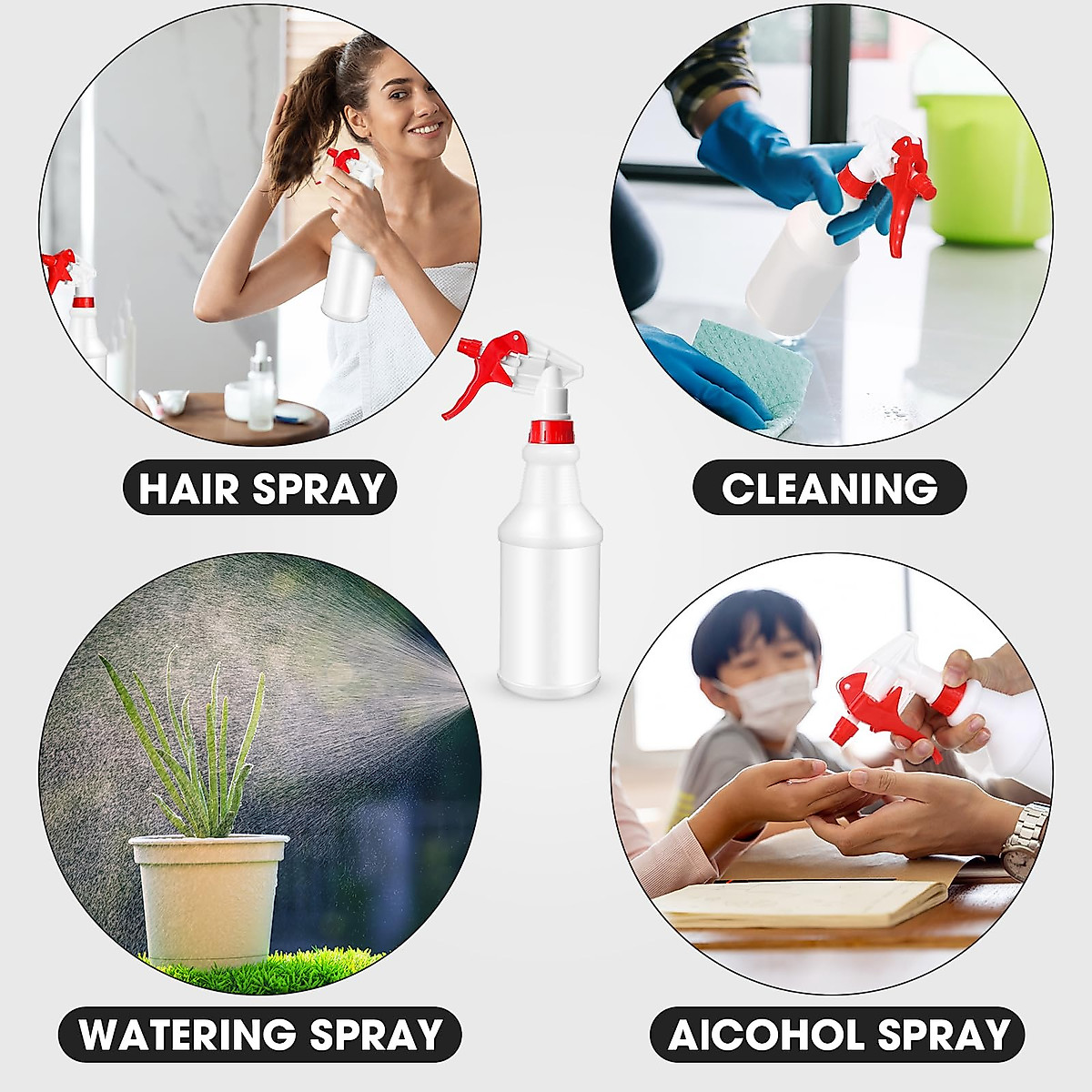 Gerrii 12 Pcs Plastic Spray Bottles with Adjustable Nozzle and Label for Cleaning Solutions 24 oz No Leak HDPE Spraying Bottles Empty Water Squirt Bottle Household Industrial Mist Plant Sprayer