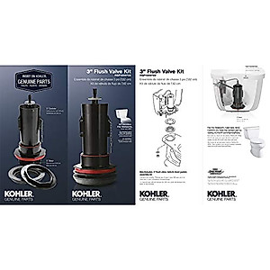 KOHLER GENUINE PART 1069722 3" Toilet Flush Valve Kit, Black & GENUINE PART GP1018165-F TANK GASKET FOR DRYLOCK CONNECTION,Black, 3 In.