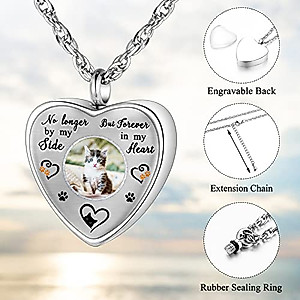 XIUDA Personalized Photo Urn Necklace for Cat Ashes Custom Photo Ashes Necklace Pet Cremation Jewelry for Women Memorial Cremation Necklace for Men