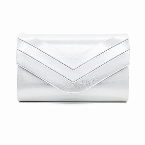 Elegant Evening Bag for Women, Velvet Envelope Evening Purses Crossbody Shoulder Clutch Bag (Small,Silver)
