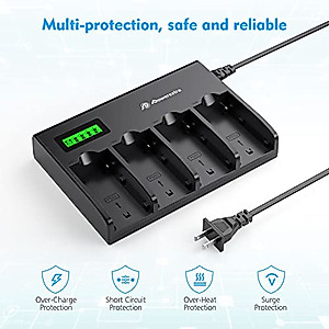 Powerextra 4-Channel Battery Charger with LCD Display for Sony NP-F970, NP-F960, NP-F950, NP-F930, NP-F770, NP-F750, NP-F570, NP-F550 Camera Battery