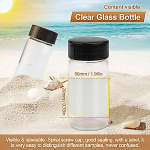 Furnido 20ml Glass Sample Vial,20 Pcs Empty Refillable Glass Bottle with Black Screw Caps,Essential Oil Bottle Storage Liquid Sampling Collection Container,20 Label (Clear)