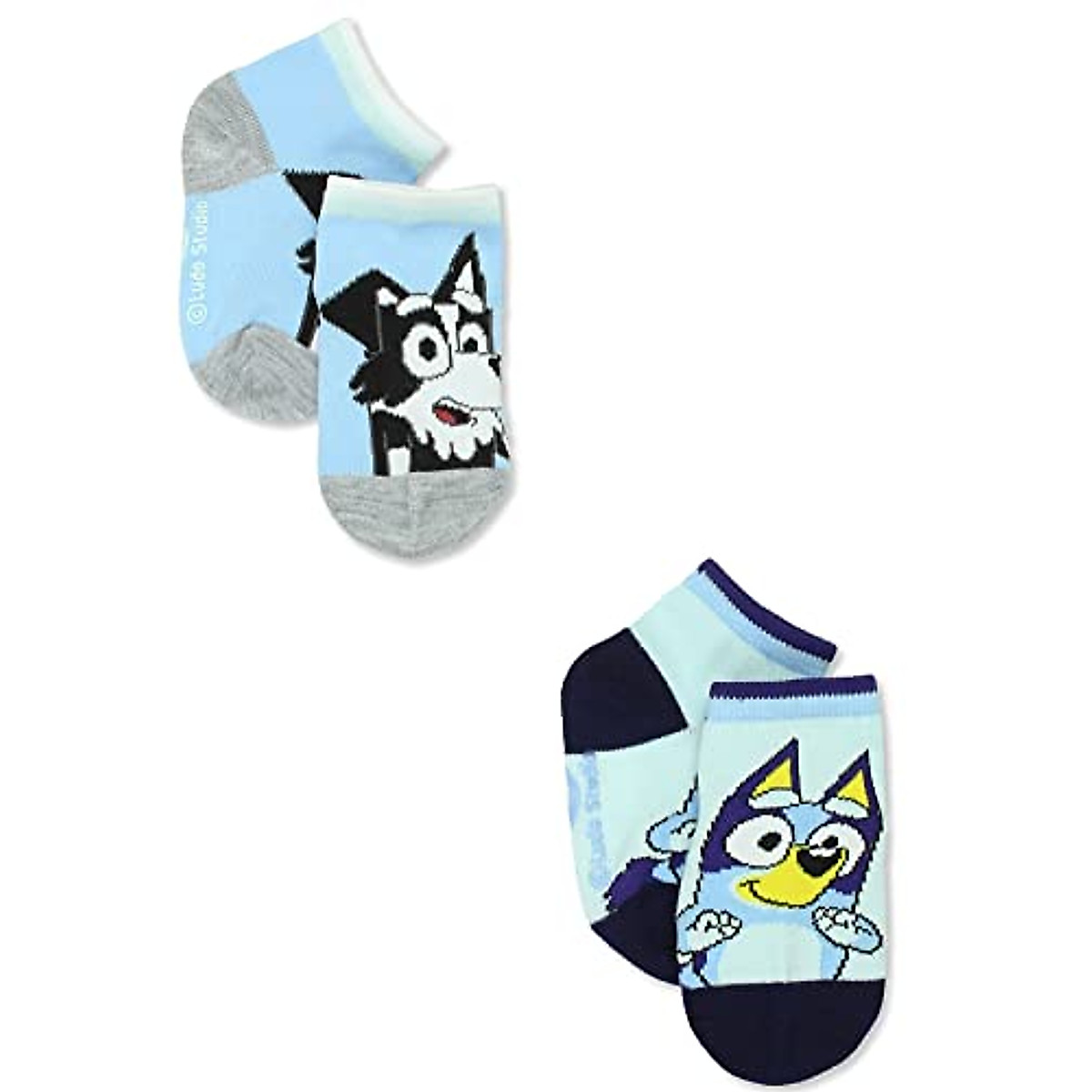 Bluey Boys Toddler 6 Pack Gripper Quarter Socks (X-Small (2T-4T), White)