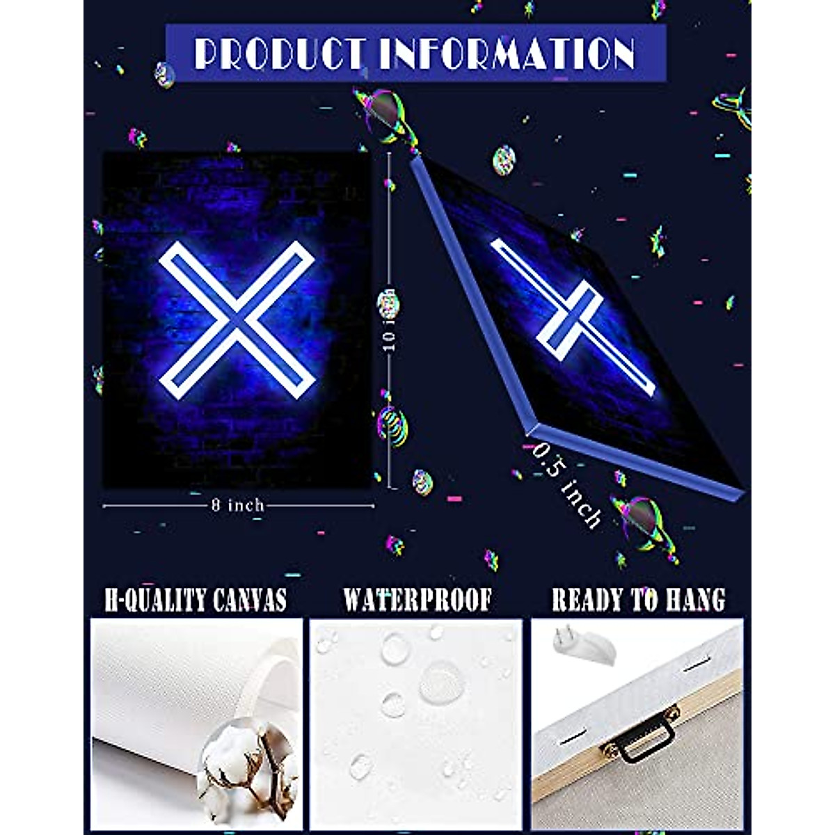 Gamer Room Decor for Boys - Gaming Wall Art - FRAMED 8"x10" - PRINTED Neon Gaming Room Decor - Posters for Boys Room - Video Game Decor - Gaming Wall Decor