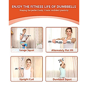 TRAKMAXI Adjustable Dumbbell Set of 2, Hand Weights Sets for Women, Fast Adjust Dumbbell Weight,6 In 1 Free Weights Barbells For Women Men Home Gym Workout Exercise Strength Training(5lbs each/10lbs Pair)