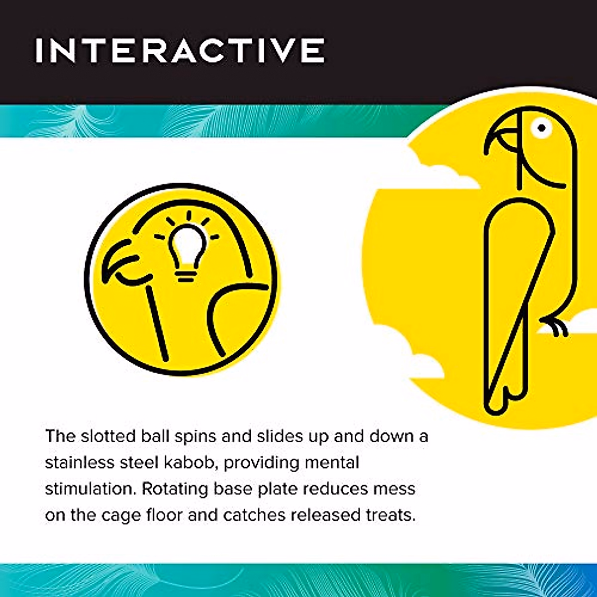 Featherland Paradise | Hanging Buffet Ball | Interactive Bird Toy and Treat Dispenser | Creative Foraging Systems | Ideal for Medium to Extra Large Birds