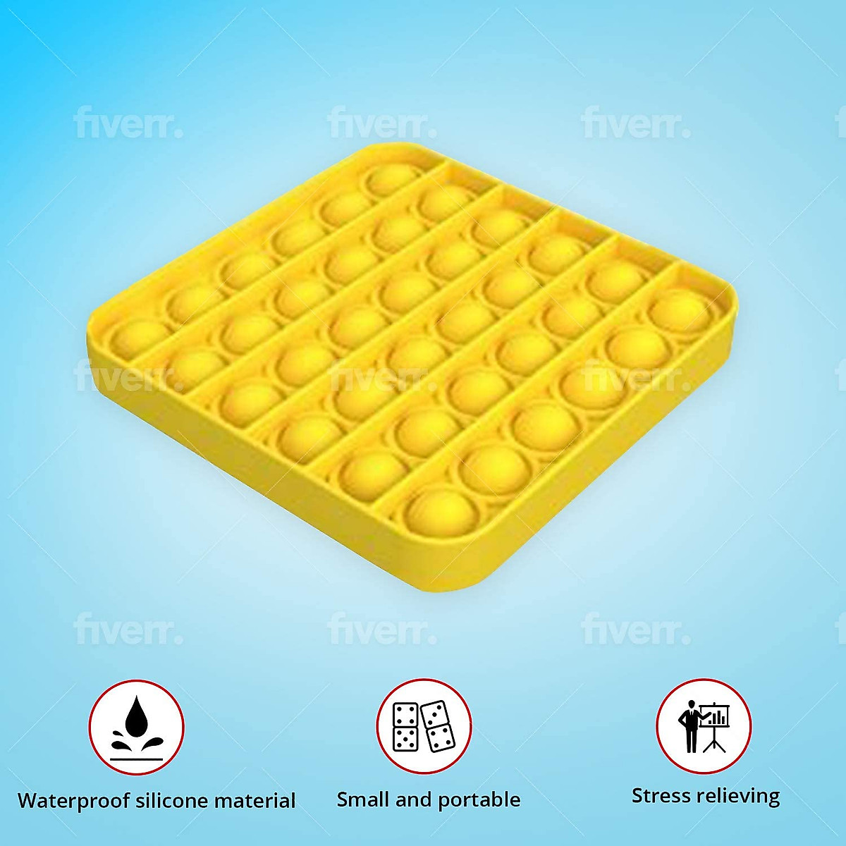 RadBizz Push Pop Bubble Fidget Sensory Toy - for Autism, Stress, Anxiety - Kids and Adults (Square Yellow)